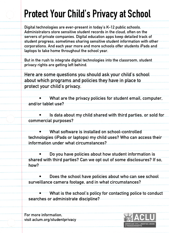 Protect student privacy - ACLU of Massachusetts