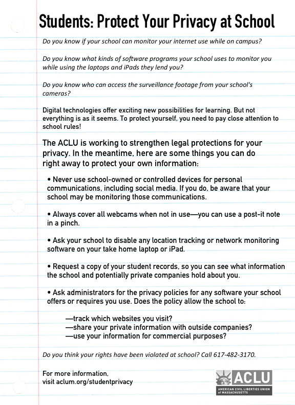 Protect student privacy - ACLU of Massachusetts